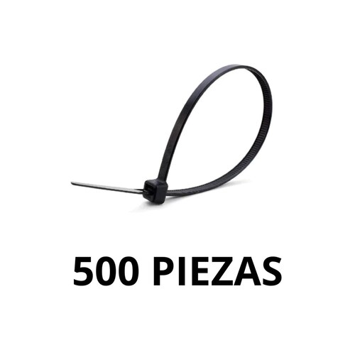 500 PZAS CINCHOS DE PLASTICO 50 LB NEGRO 4.8 MM X 25 CM