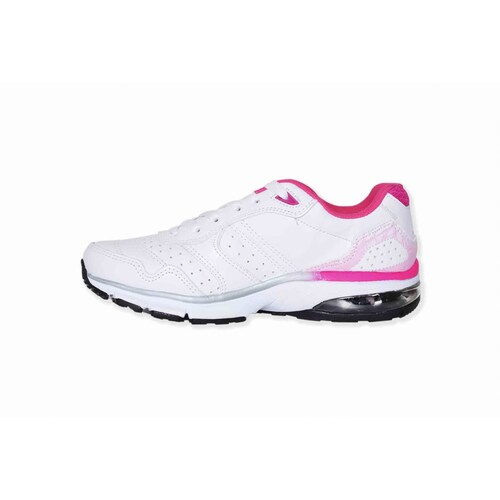 Tenis dama court piel blanco-rosa válvula 22/26