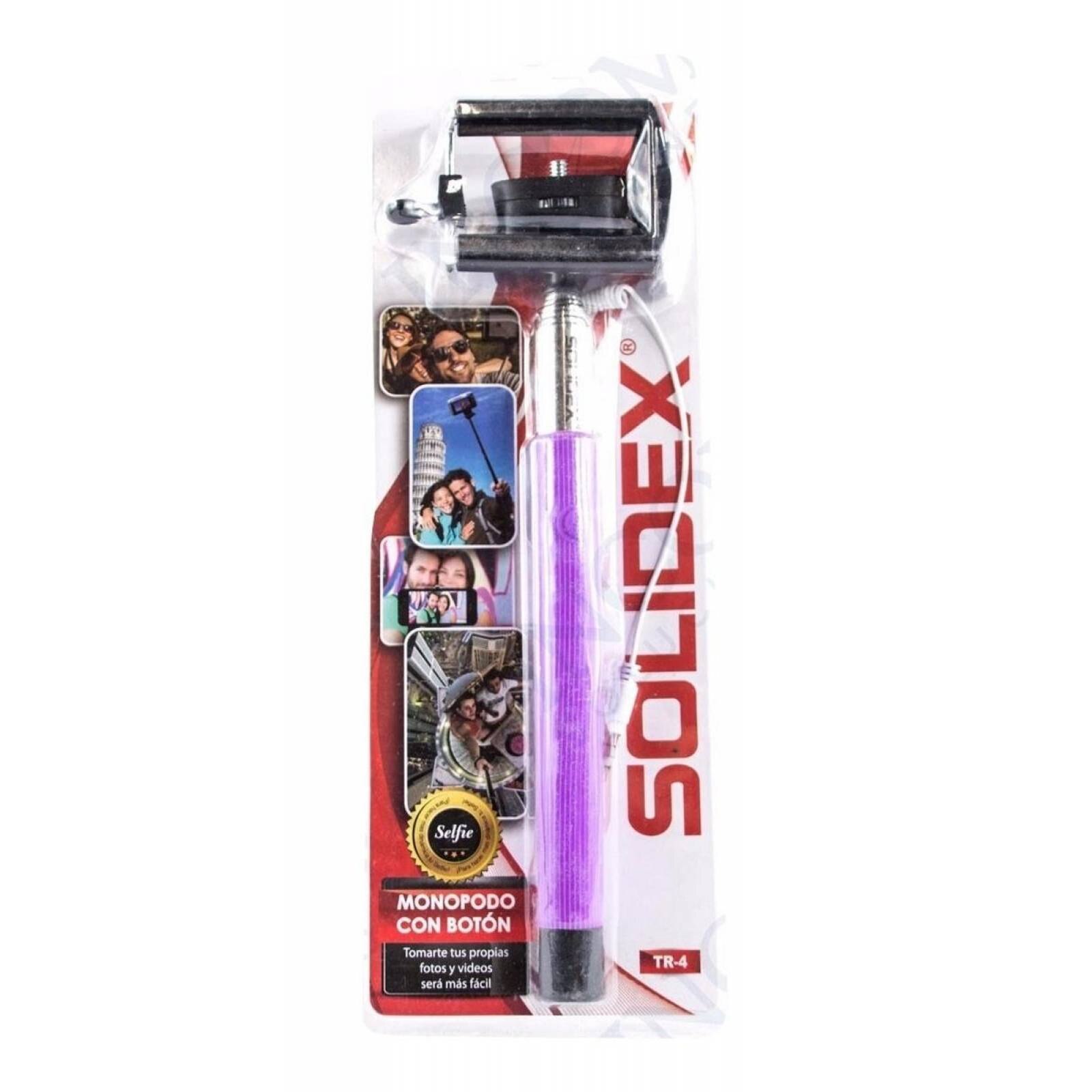 Selfie Stick Solidex con Botón de Disparo TR-4 Morado