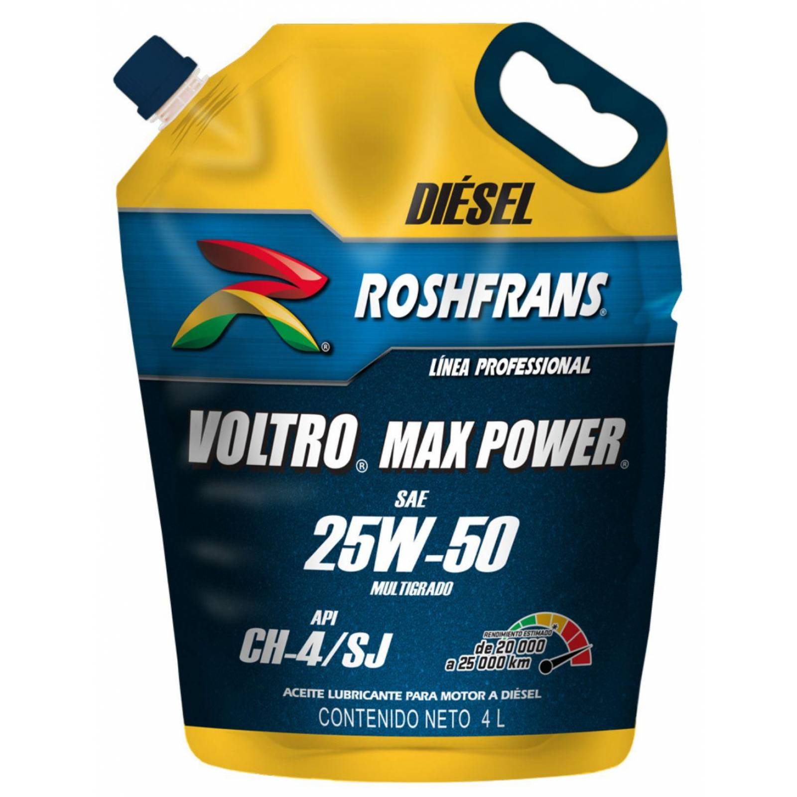 Aceite Motor Eq Pesado 25W50 VOLTRO MAX POWER 4 L Roshfrans