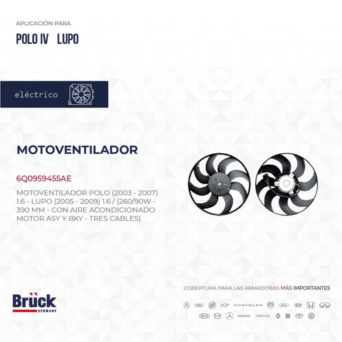 Motoventilador 6Q0959455AE Bruck-Germany