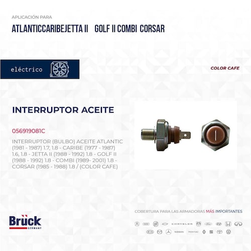 Interruptor Bulbo Aceite 056919081C Bruck-Germany