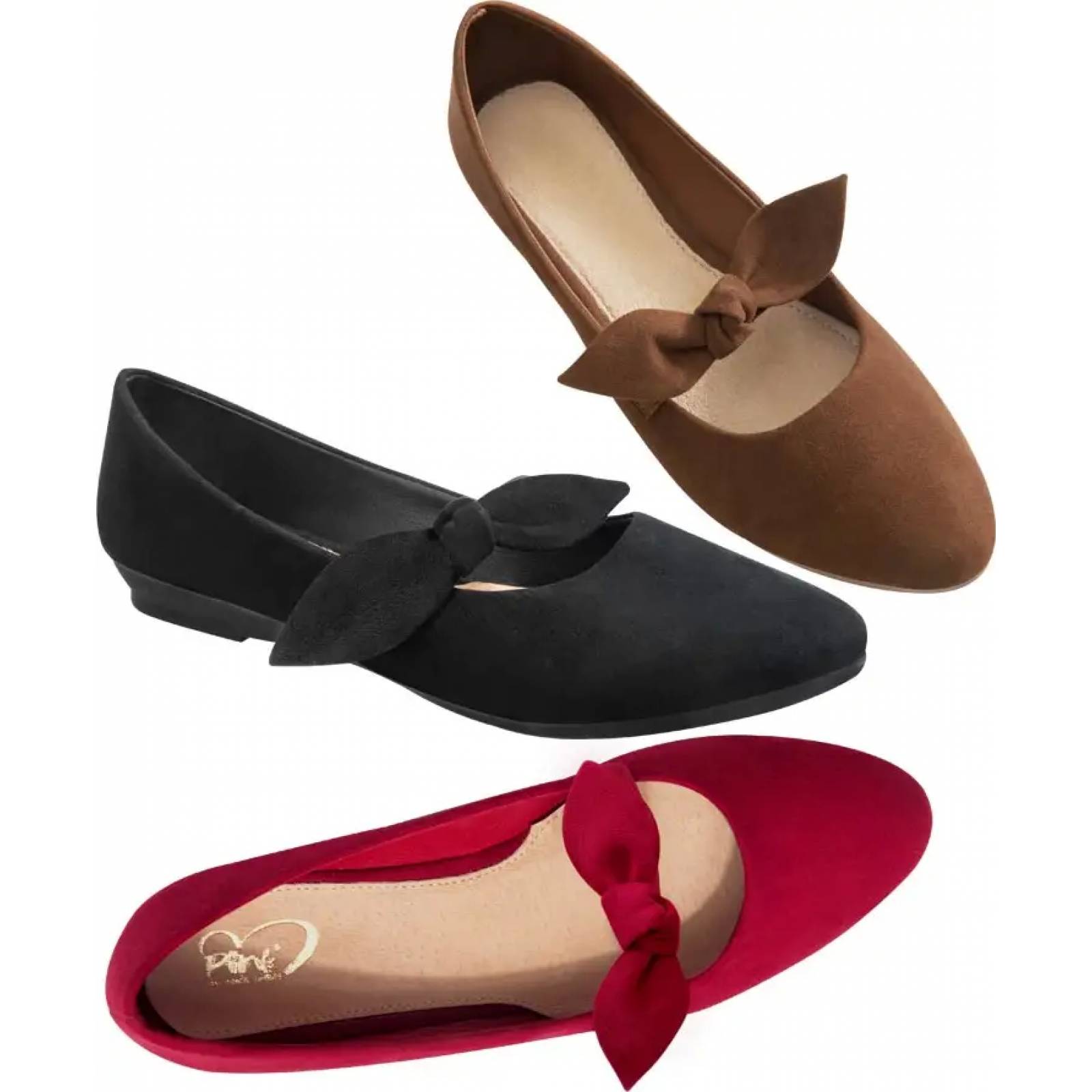 Kit 3 pares ballerina casual dama multicolor Pink By Price Shoes modelo 1