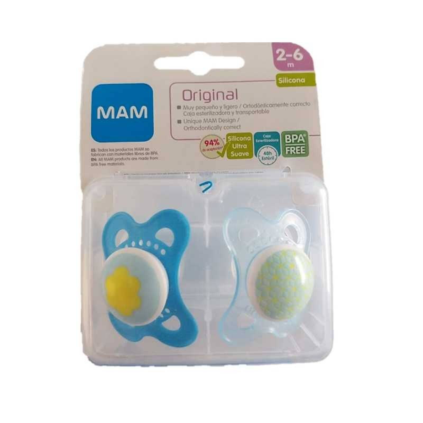 Chupón Mam Baby Original Azul 2-6m 2 Pz