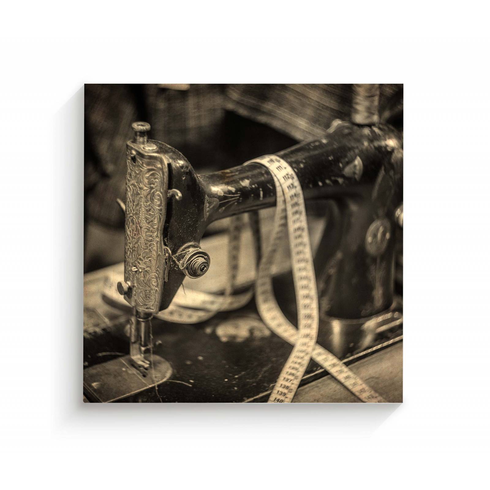 Cuadro Decorativo Canvas Maquina de coser, sepia 70x70