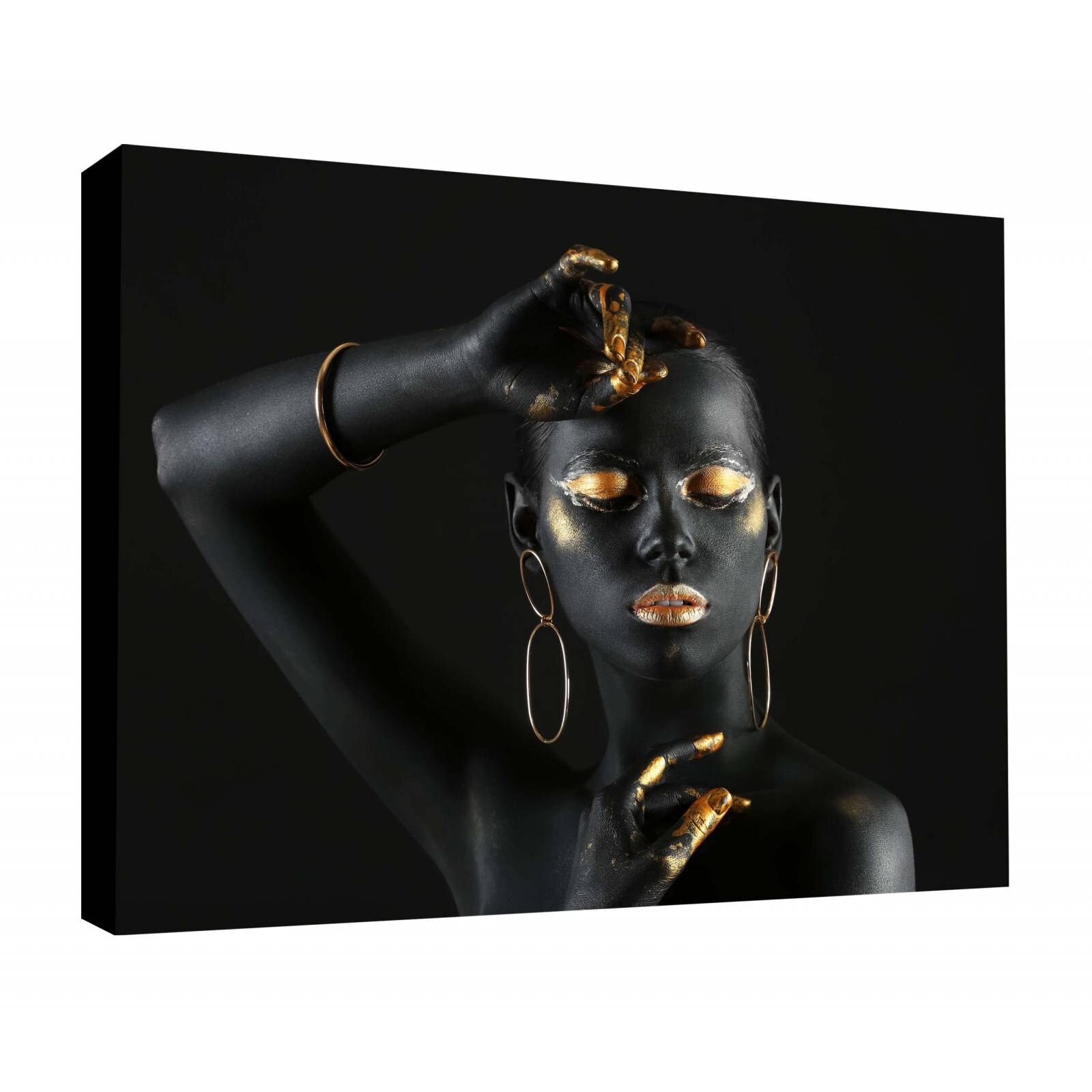 Cuadro Decorativo Canvas Mujer con pintura negra 105x70