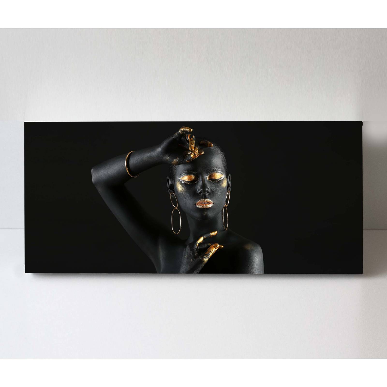 Cuadro Decorativo Canvas Mujer con pintura negra 180x90