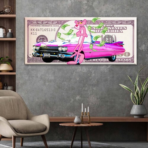 Cuadro Decorativo Canvas Pantera Rosa 150x50