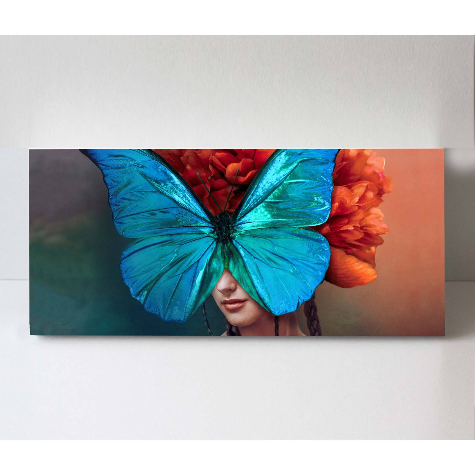 Cuadro Decorativo Canvas Mujer y mariposa 150x50