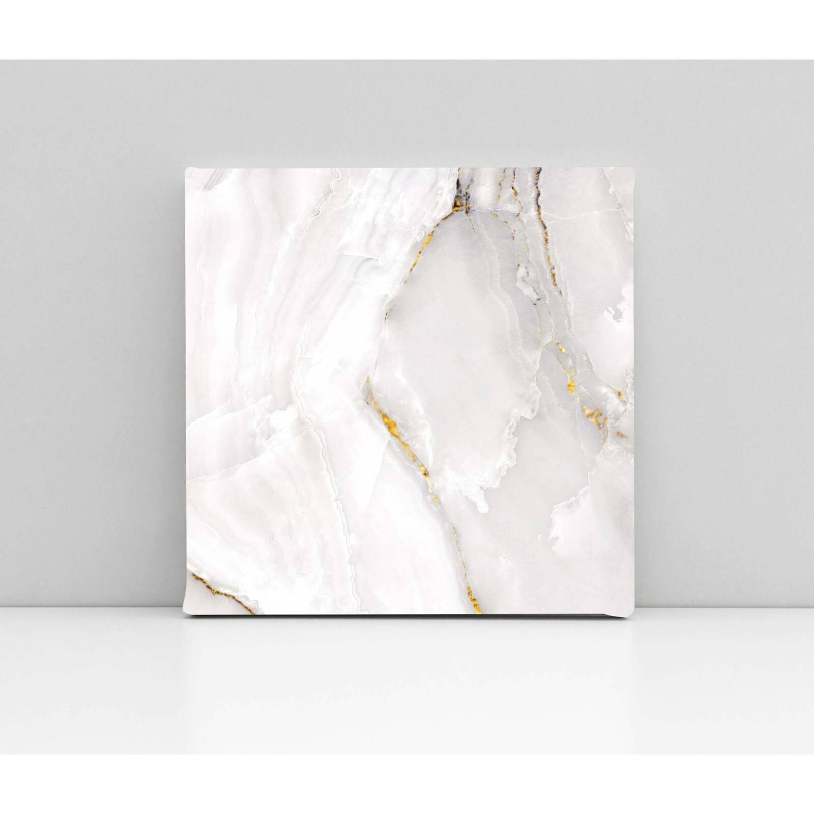 Cuadro decorativo canvas mármol blanco con gris 130x130 - Sears