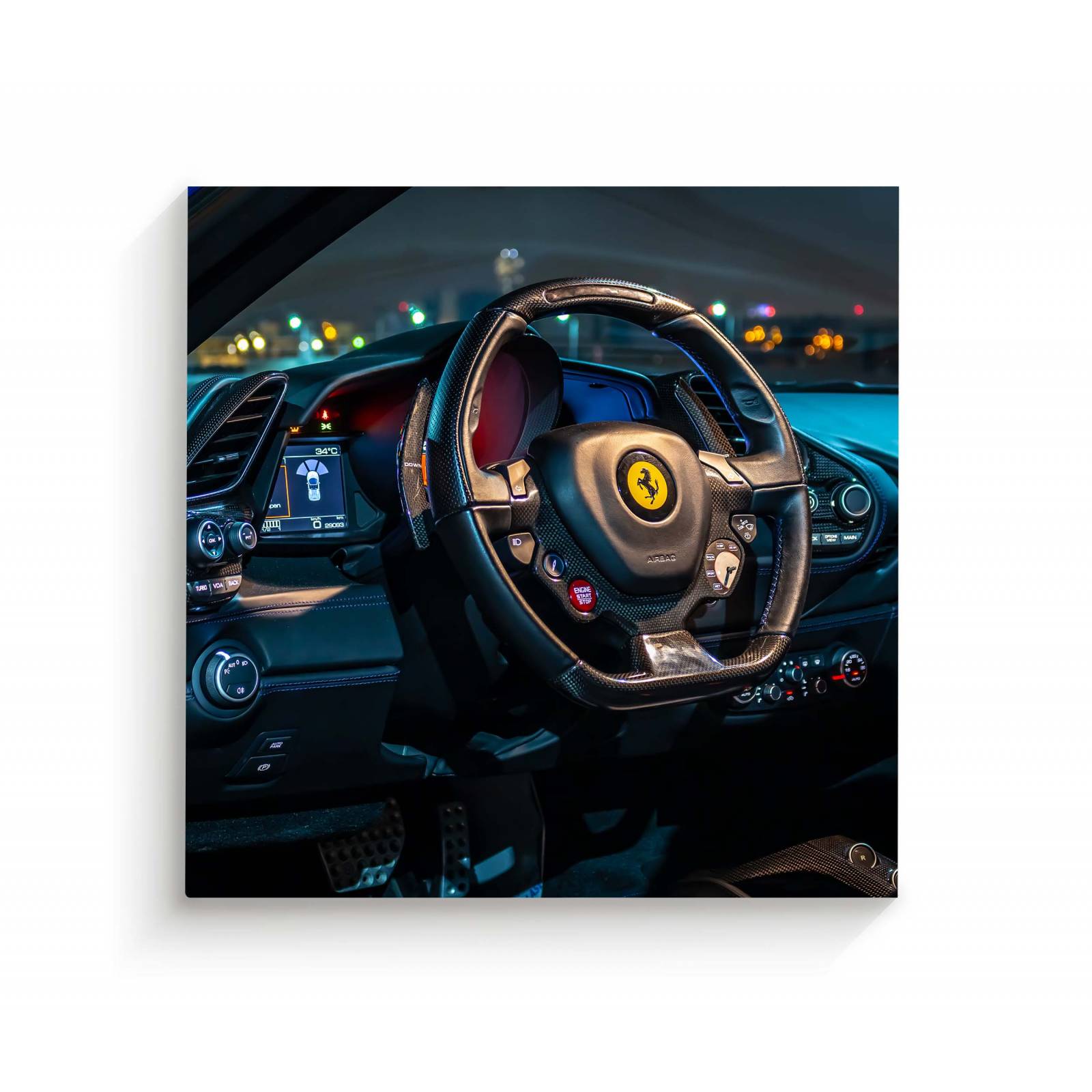 Cuadro Decorativo Canvas Interior Ferrari 488 100x100