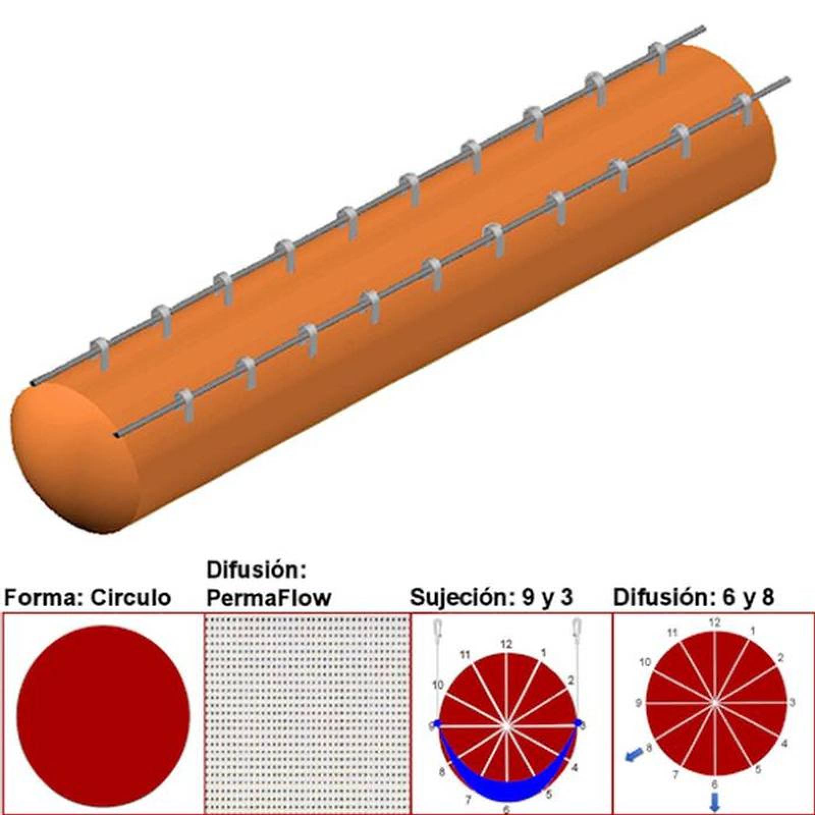 Ducto Textil con Difusion MXAHS-1335 24" Diámetro 8406 a 12609m3hr ...