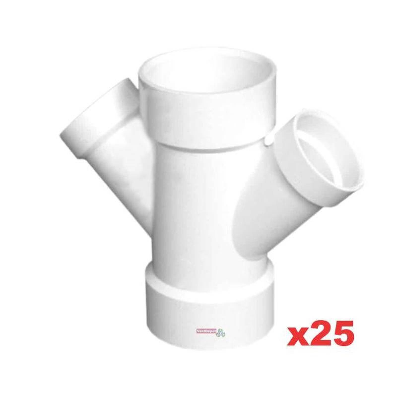 Yee Doble de PVC MXYED-031 25 Pzas 110x50x50mm Diámetro Yee Doble ...