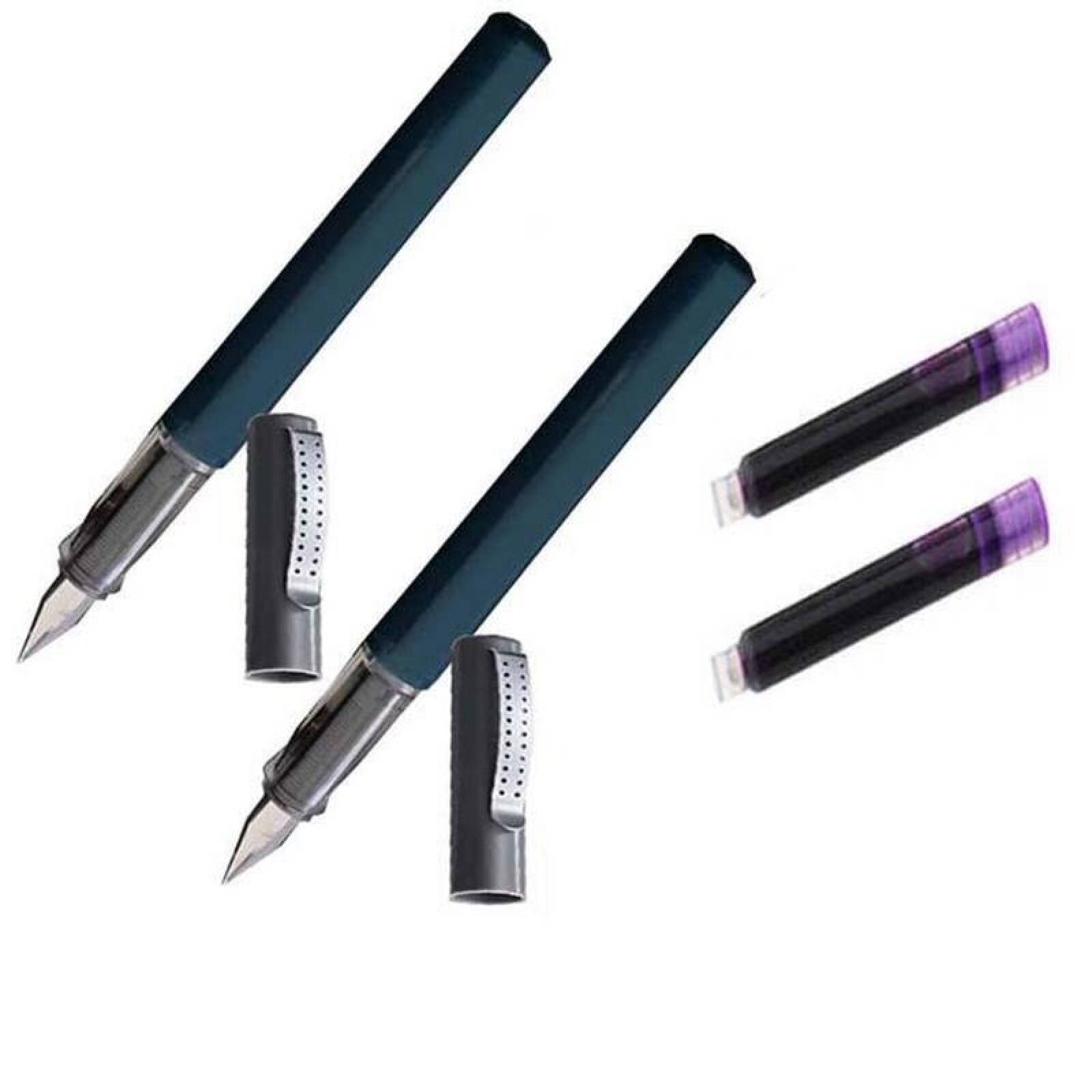 Pluma Tipo Fuente Punta Fina MXLUB-004 2pzas 0,38mm 4mm Azul 2 Tintas ...
