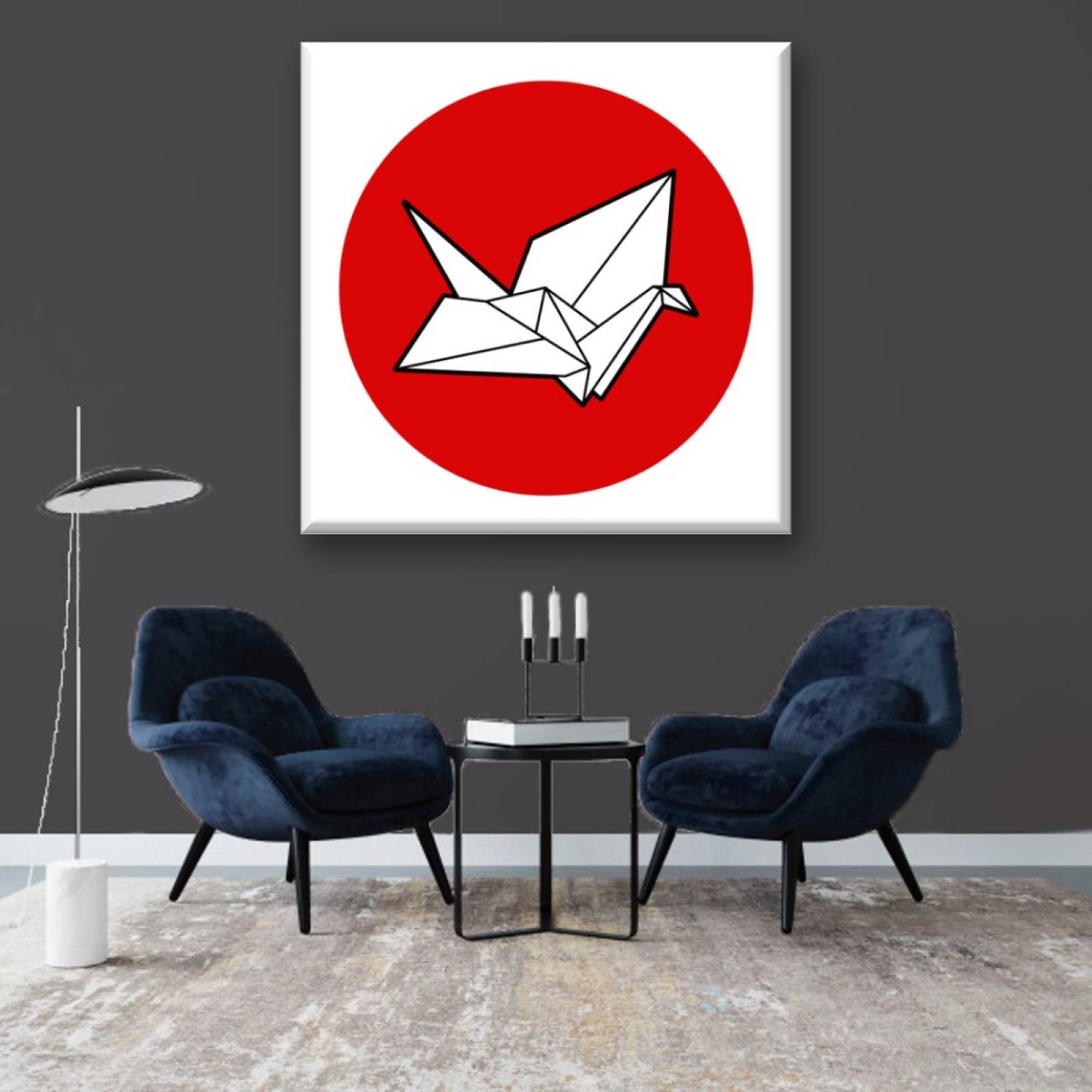 Cuadro Canva Decorativo Origami 80X80 cm