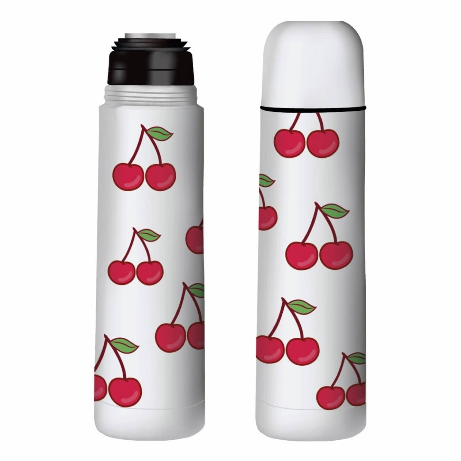 Termo Cilindro Bala Cerezas Blanco 500 Ml Sears