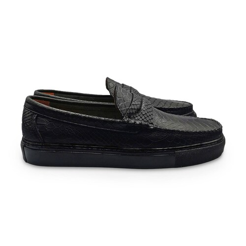 Sneakers Tennis Mocasin Spender Randem Grabado Python Black Mamba Negro