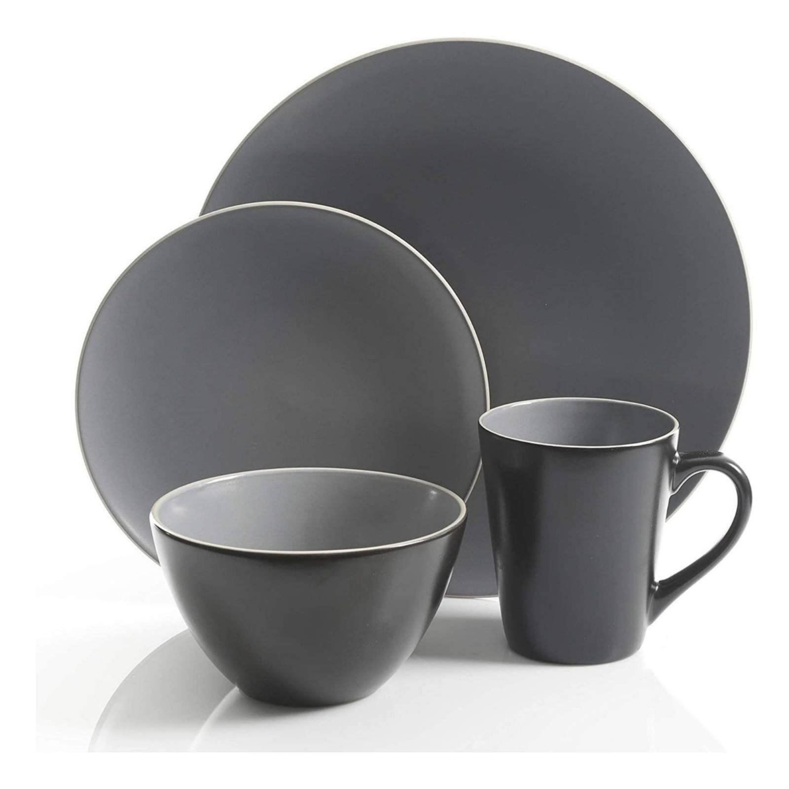 Set Vajilla Gibson Soho Lounge 16 Piezas Gris 2t Cerámica