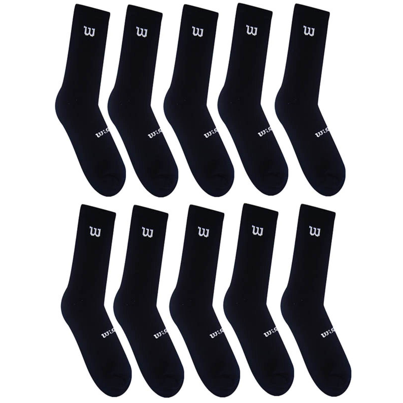 PAQUETE CALCETINES CALCETA CABALLERO WILSON MEDIA FELPA 10 PARES NEGRO ...