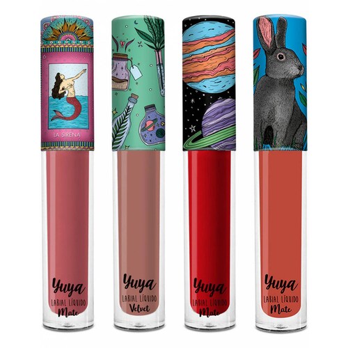 Yuya - Paquete 4 Labiales líquidos Mate - Sirena(Chocolate), Te quiero ...