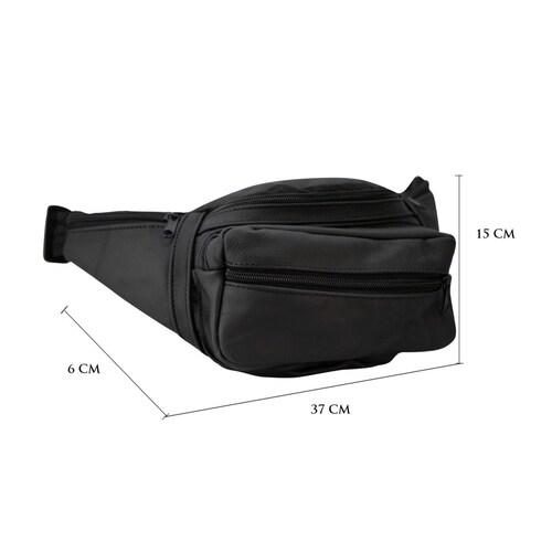 Cangurera Unisex Negro Piel Piel Malibú Nueva Imagen