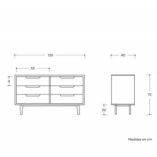 Cómoda Talitha 6 cajones Nogal