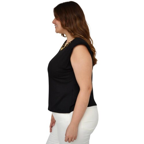 Blusa talla extra con hombreras, modelo 3799 (Negro)