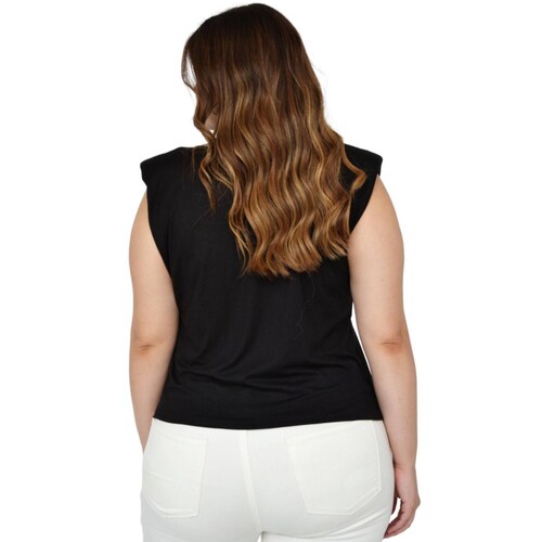 Blusa talla extra con hombreras, modelo 3799 (Negro)
