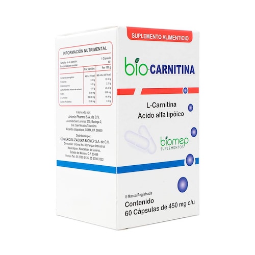 Suplemento Biomep Bio Carnitina, L-Carnitina, Acido Alfa Lipoico, 60 ... Suplemento Biomep Bio Carnitina, L-Carnitina, Acido Alfa Lipoico, 60 ...