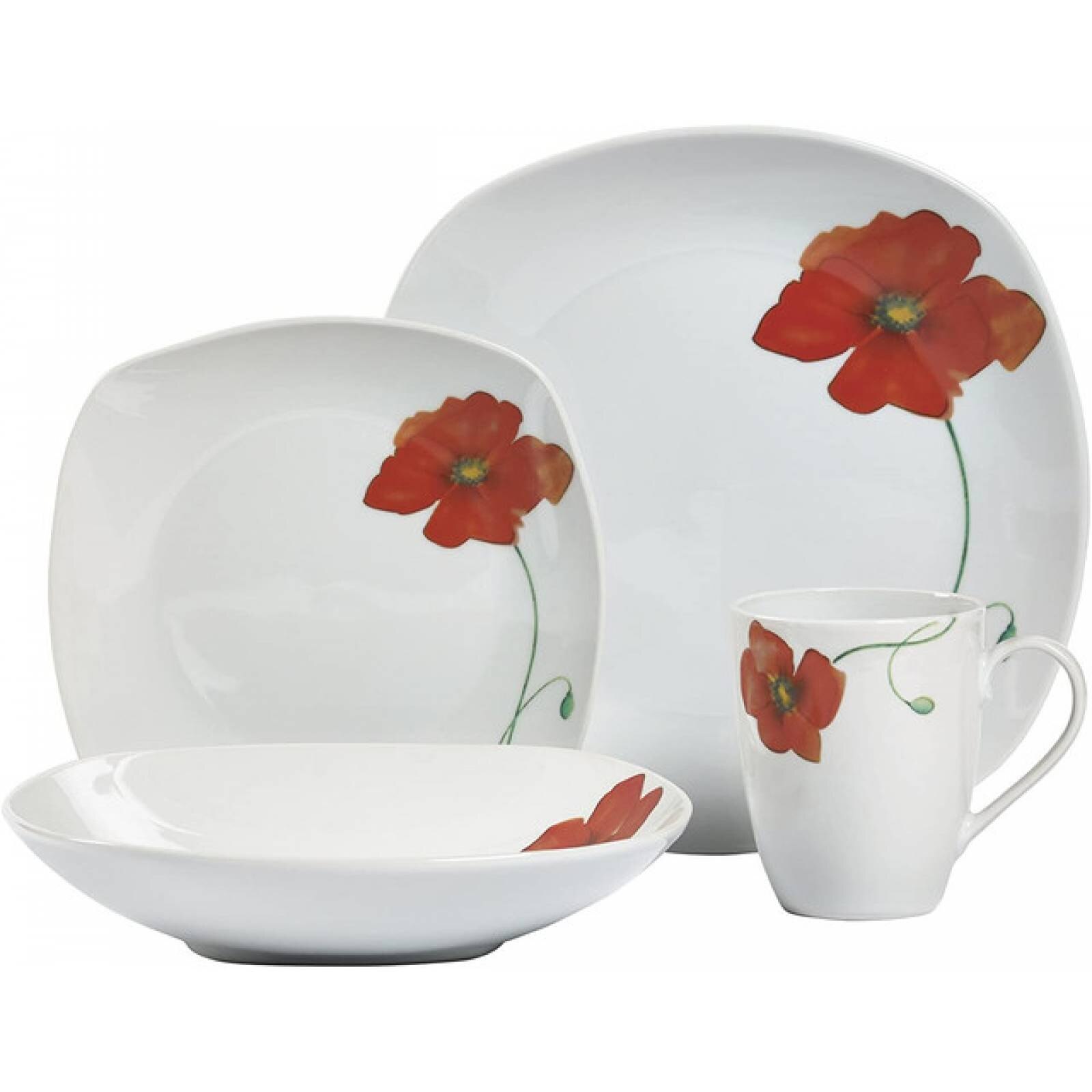 Set Vajilla Porcelana Flor 16 Piezas Decorada Tabletops Gallery