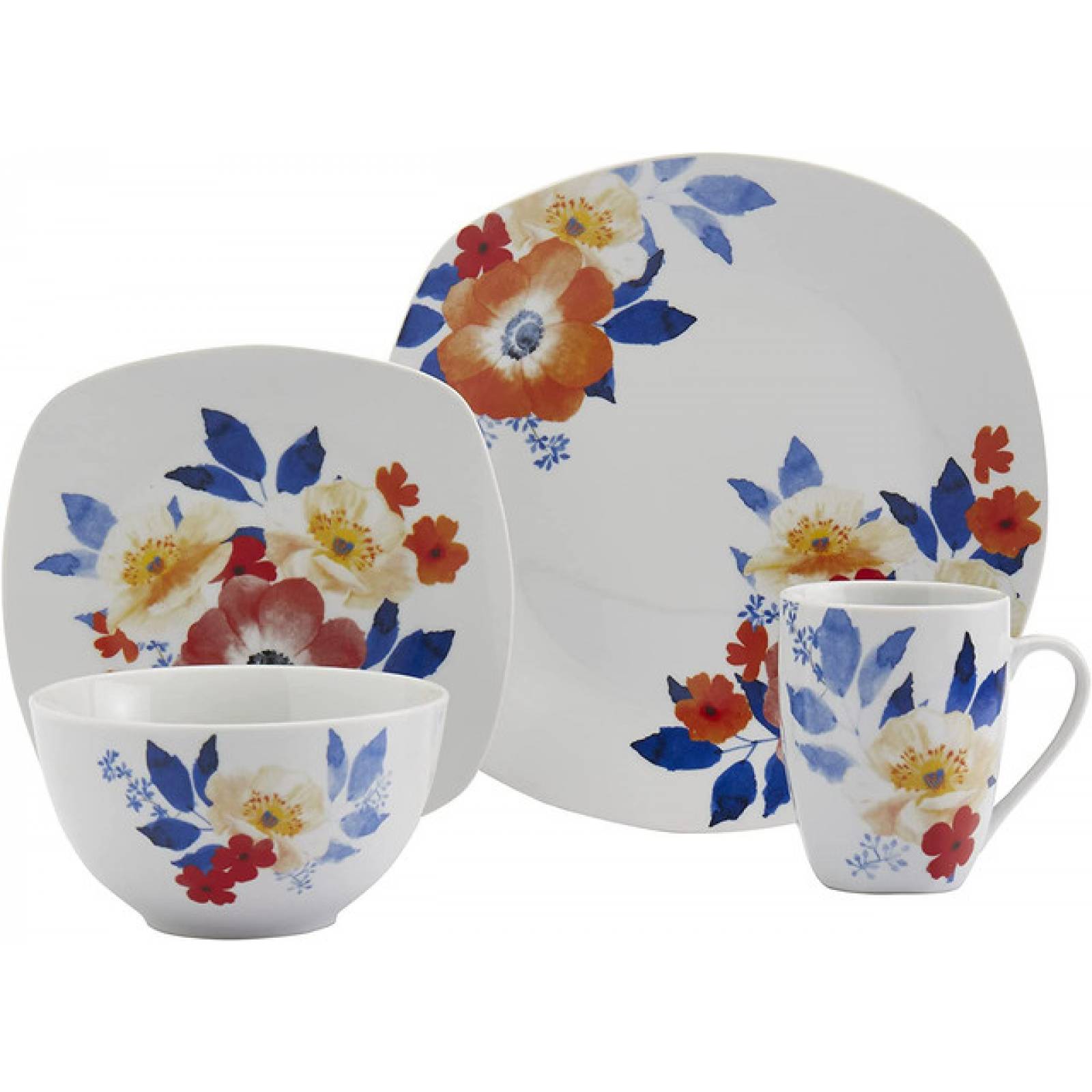 Set Vajilla Porcelana Flor 16 Piezas Decorada Tabletops Gallery