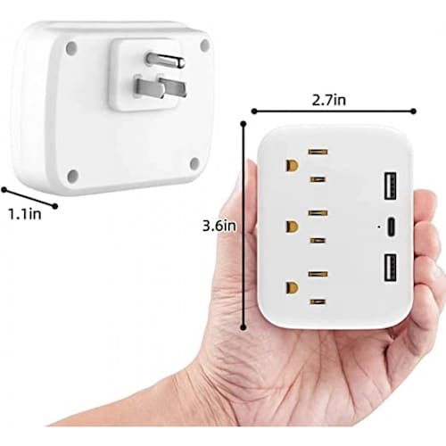 Multicontacto de pared con adaptador de corriente con 3 Salidas AC, USB ...