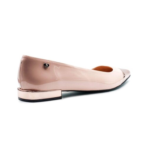 Balerina Flat Rosa Puntera y tacón metalizada PIKIKI