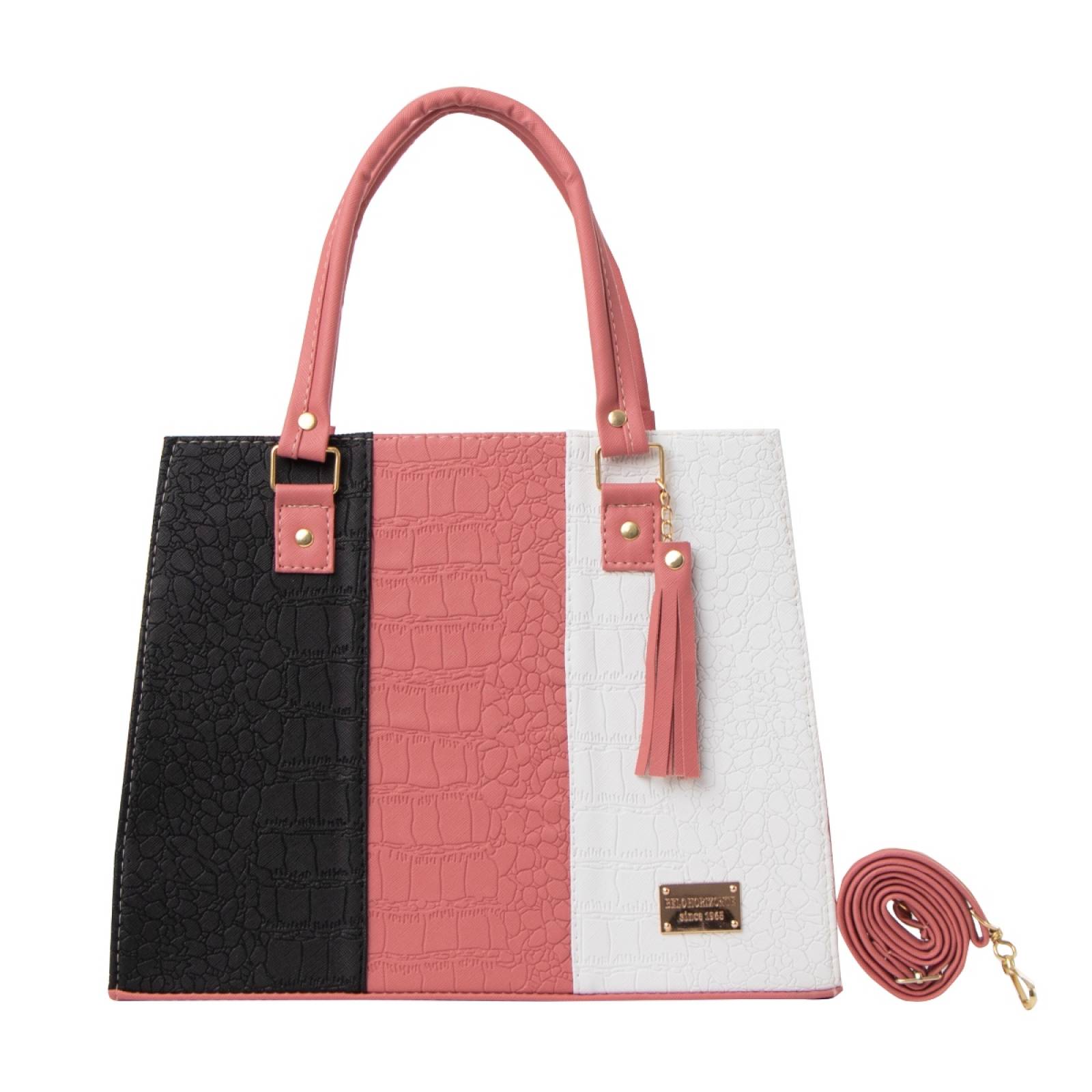 Bolsa Fana Irma Color Rosa / Negro Reforzada