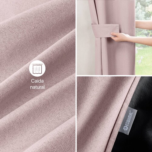 Cortinas 100% Blackout Textura Lino 2.14x1.60m Rosa ESQUIMAL