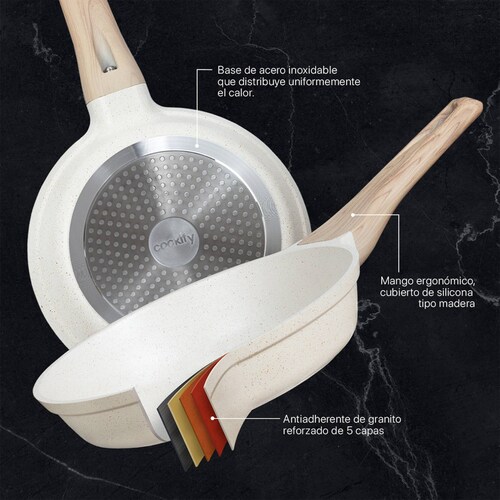 Sartén De Mármol Con Antiadherente 20 cm Comal Beige Cookify.