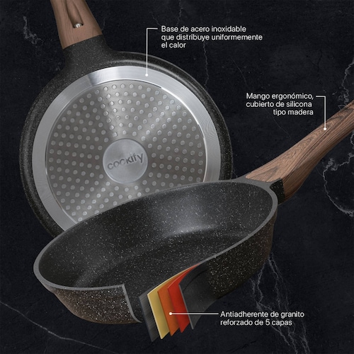 Sartén De Mármol Con Antiadherente 20 cm Comal Negro Cookify.