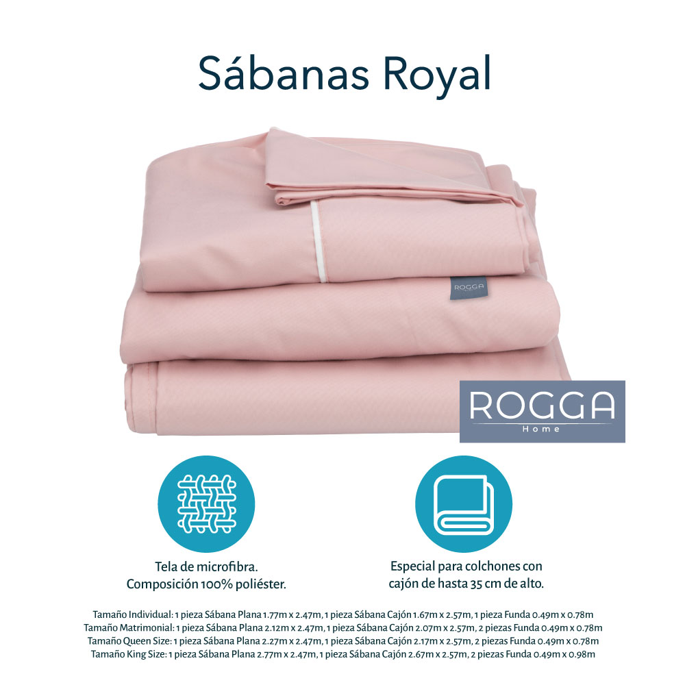Juego de Sábanas King Size Rogga Royal Rosa
