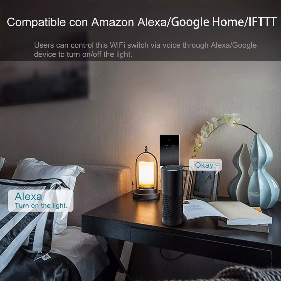 Interruptor Inteligente Wi-fi De 4 Vías Negro