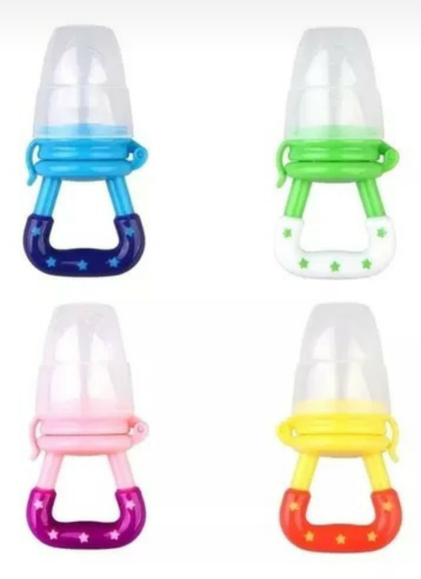 Set De 4 Chupones Mordedera Alimentador Para Bebés Colores.
