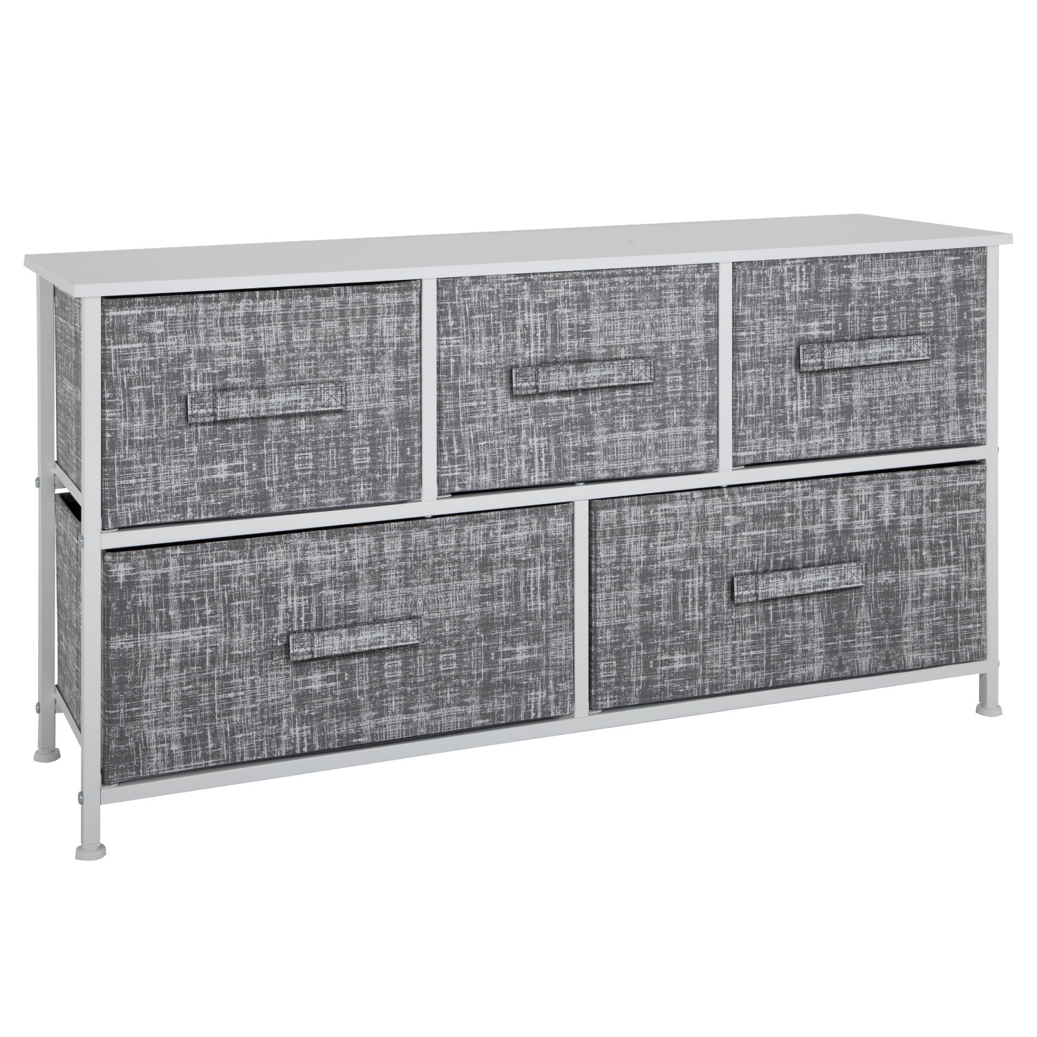 Comoda Cajonera de 5 Cajones Mueble Organizador Tela Madera Gris con ...