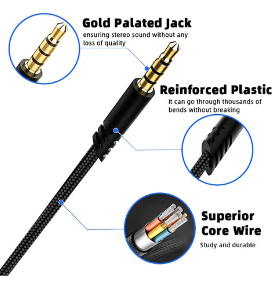 Cable Auxiliar Audio Para Logitech Astro A10 A30 A40tr A50 negro.