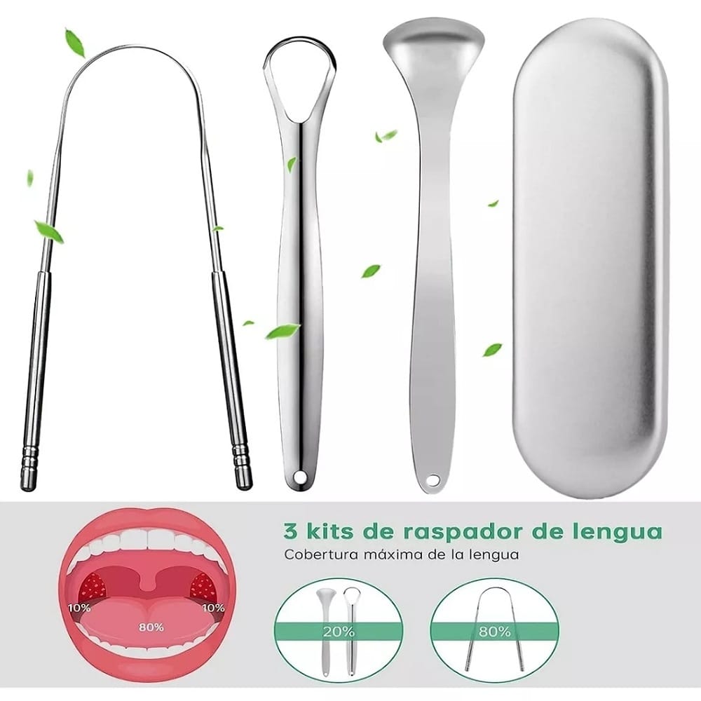 Limpiador Lingual Oral Raspador De Lengua Acero Inoxidable