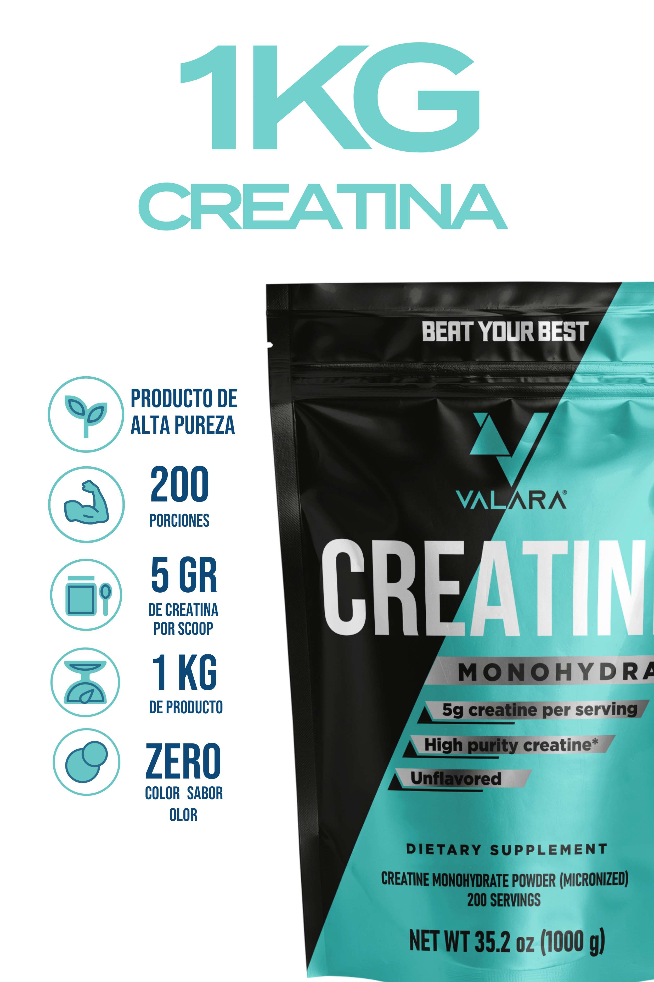 Creatina Monohidratada Valara 1 kg
