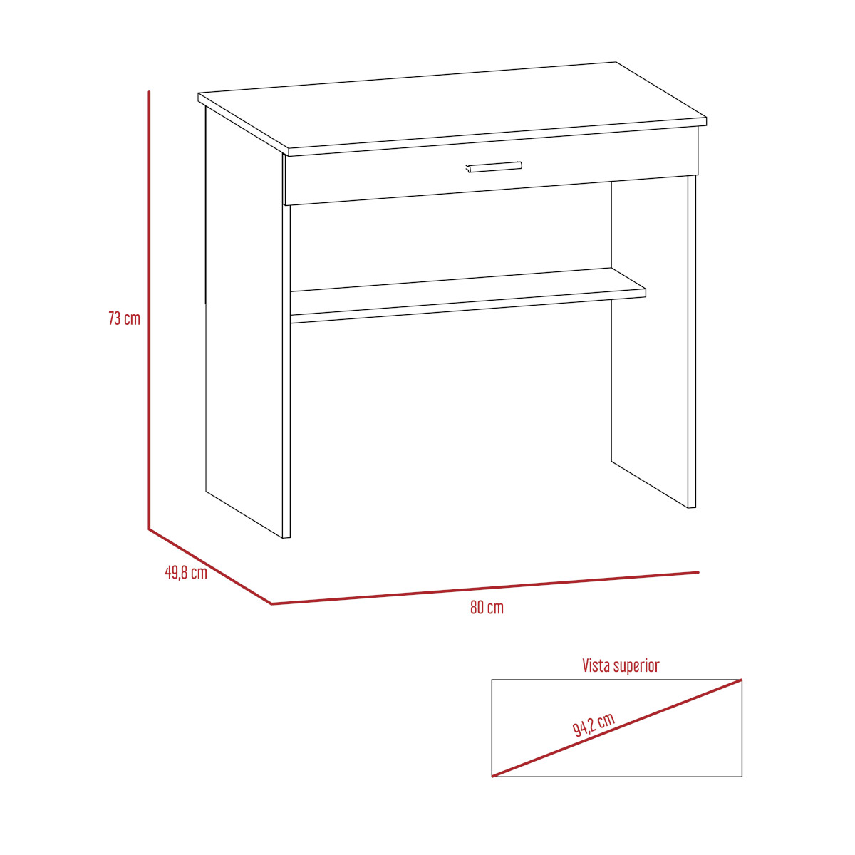 ESCRITORIO ARMABLE COLOR BLANCO IDEAL PARA EL HOME OFFICE CON UN CAJON INTEGRADO