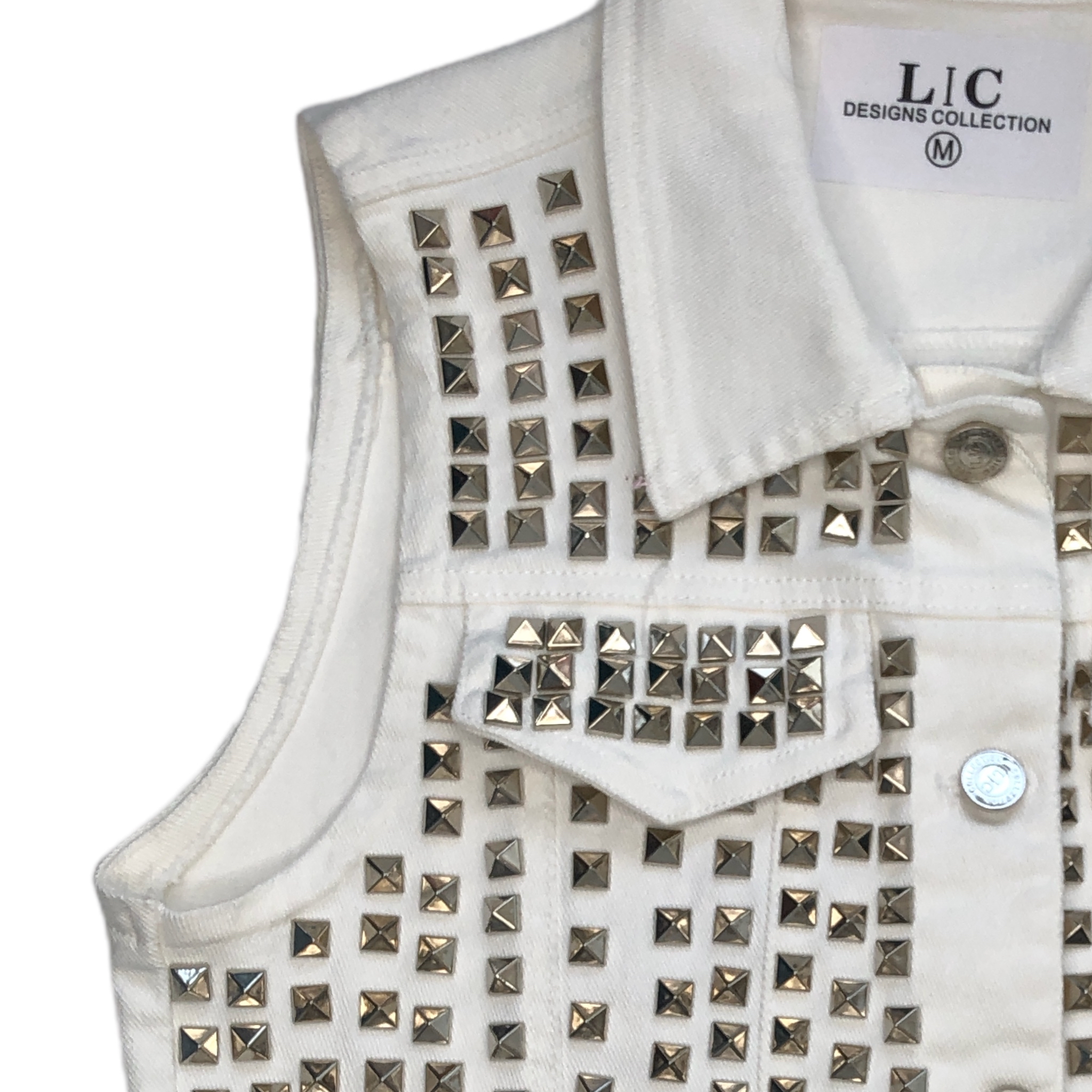 Chaleco Blanco Con Estoperoles LC DESIGNS COLLECTION.