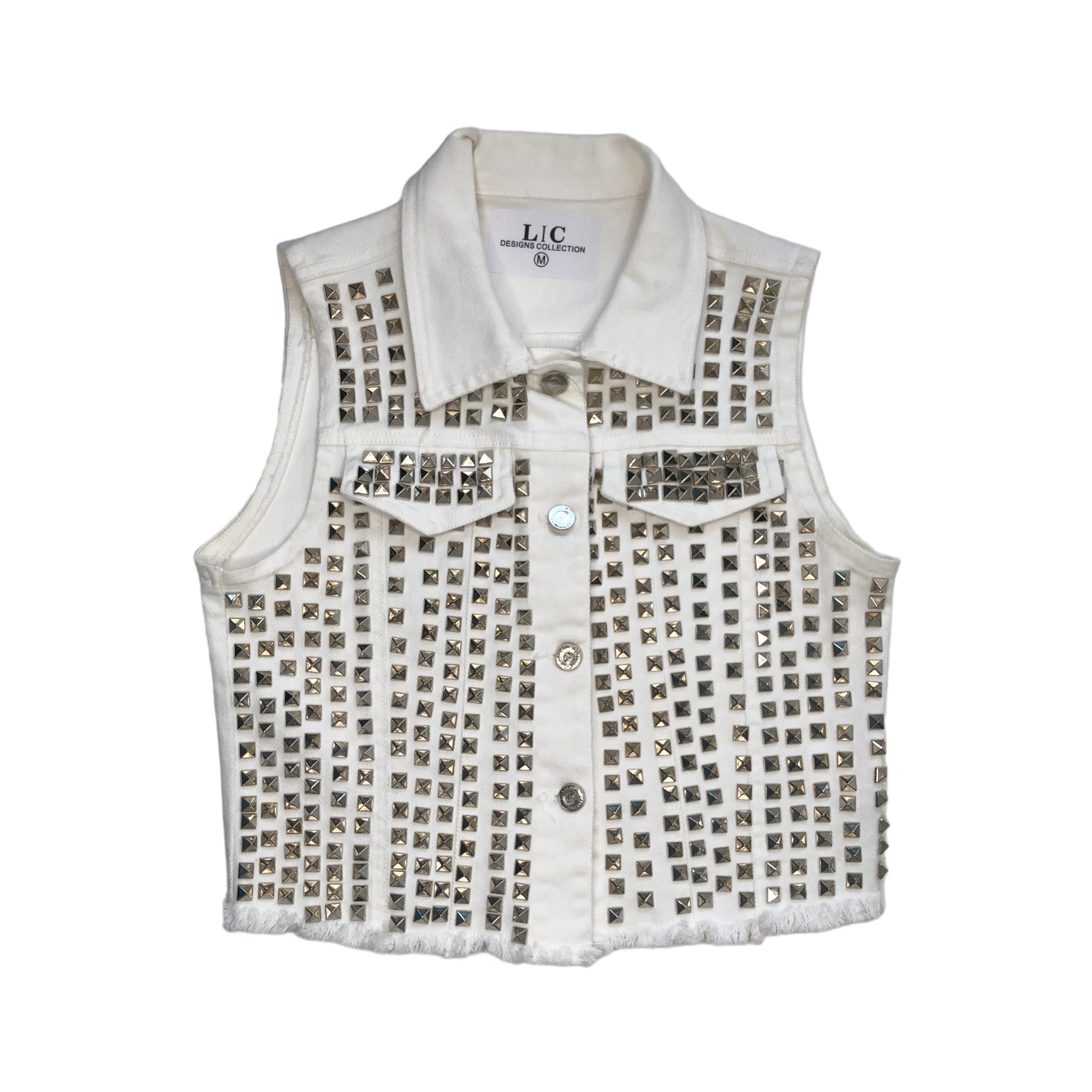 Chaleco Blanco Con Estoperoles LC DESIGNS COLLECTION.