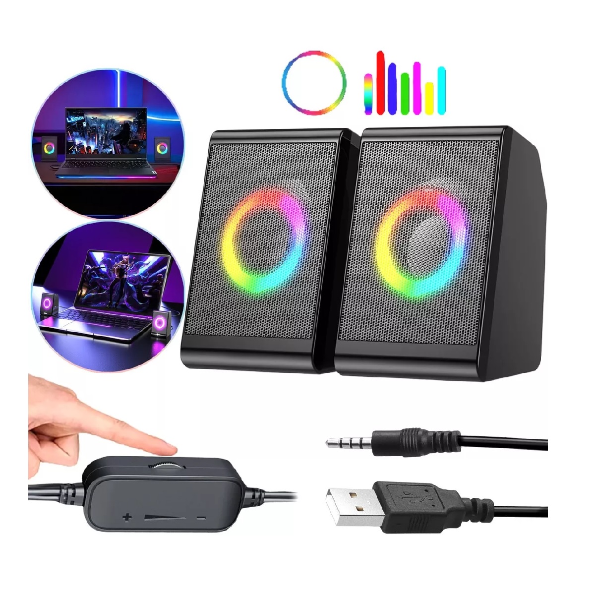 Bocinas Para Pc Computadora Escritorio Altavoz Rgb Subwoofer.