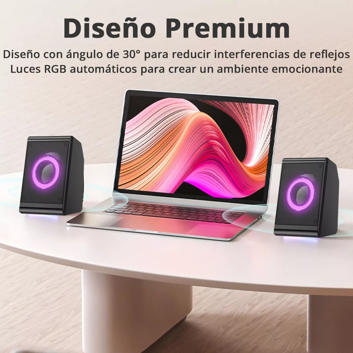 Bocinas Para Pc Computadora Escritorio Altavoz Rgb Subwoofer.