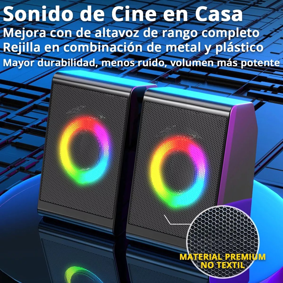 Bocinas Para Pc Computadora Escritorio Altavoz Rgb Subwoofer.